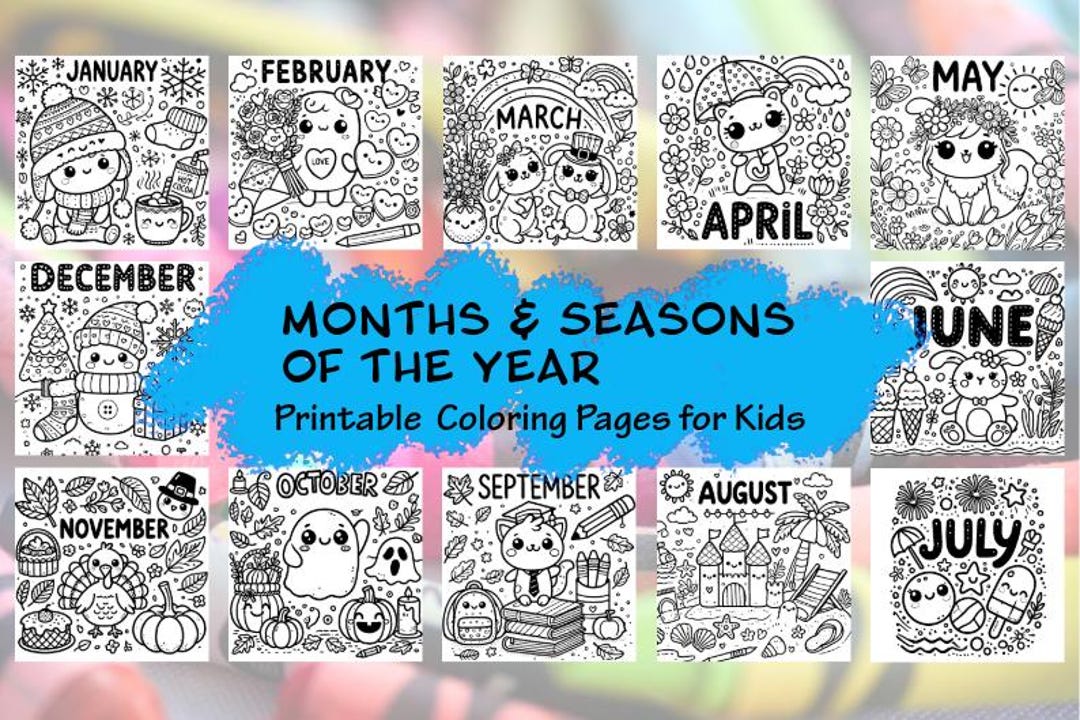 Months and Seasons Coloring Pages for Kids: Educational Calendar ...