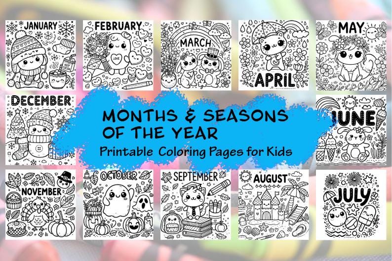 Months and Seasons of the Year Coloring Pages for Kids – Printable ...