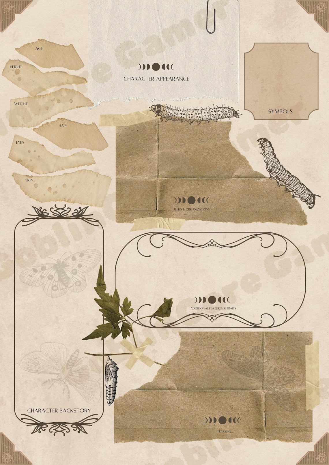 Moth Journal - Dnd 5E Character Sheet Digital Download, Printable ...