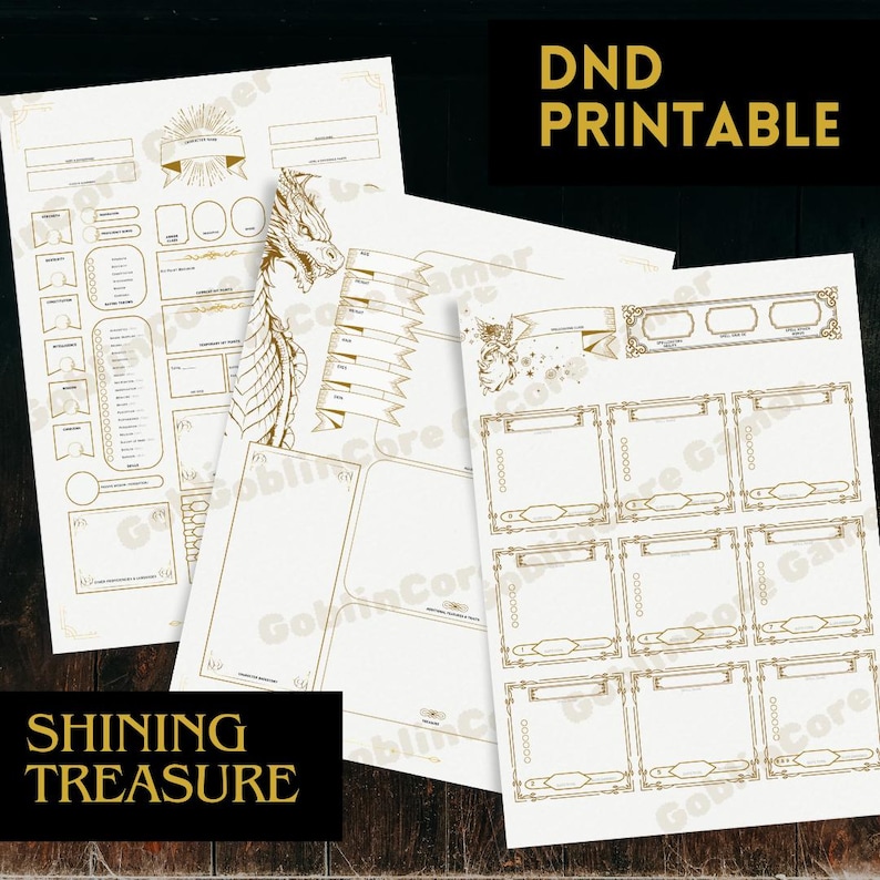 Shining Treasure- Dnd 5E Character Sheet Digital Download, Printable ...