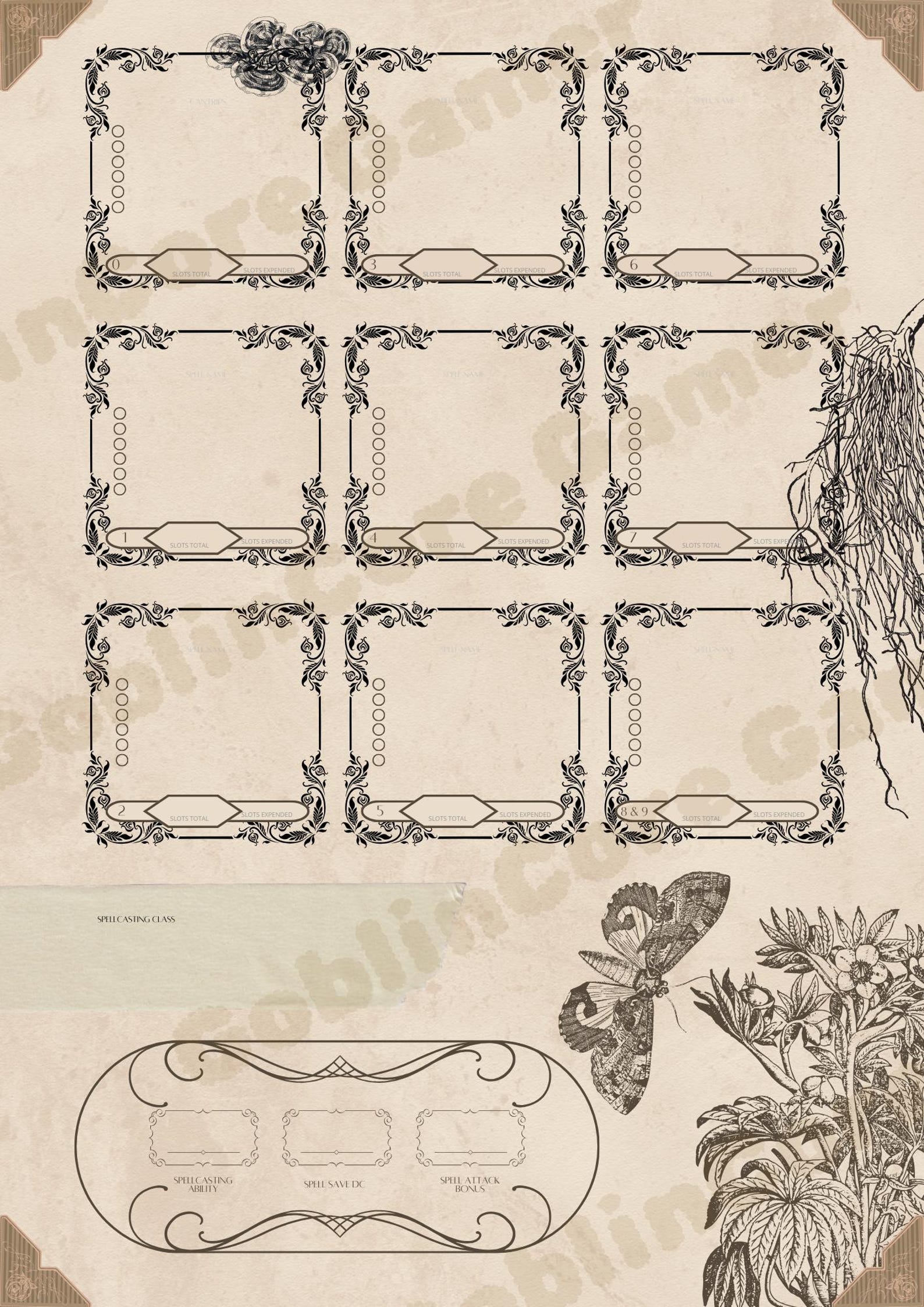 Moth Journal - Dnd 5E Character Sheet Digital Download, Printable ...