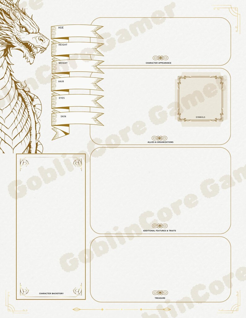 Shining Treasure- Dnd 5E Character Sheet Digital Download, Printable, Dungeons and Dragons RPG ...