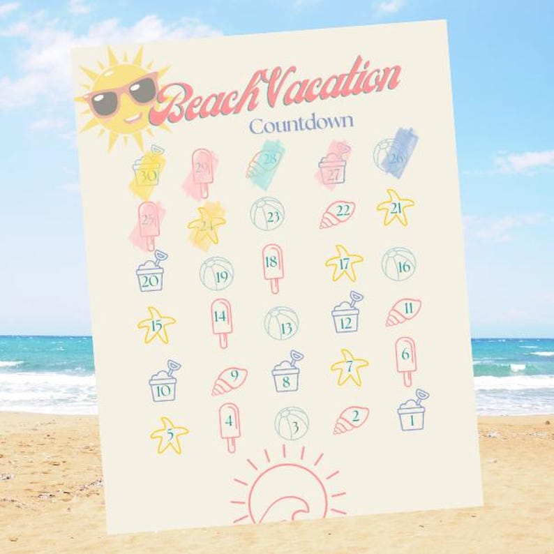 Beach Vacation Printable Countdown - Etsy