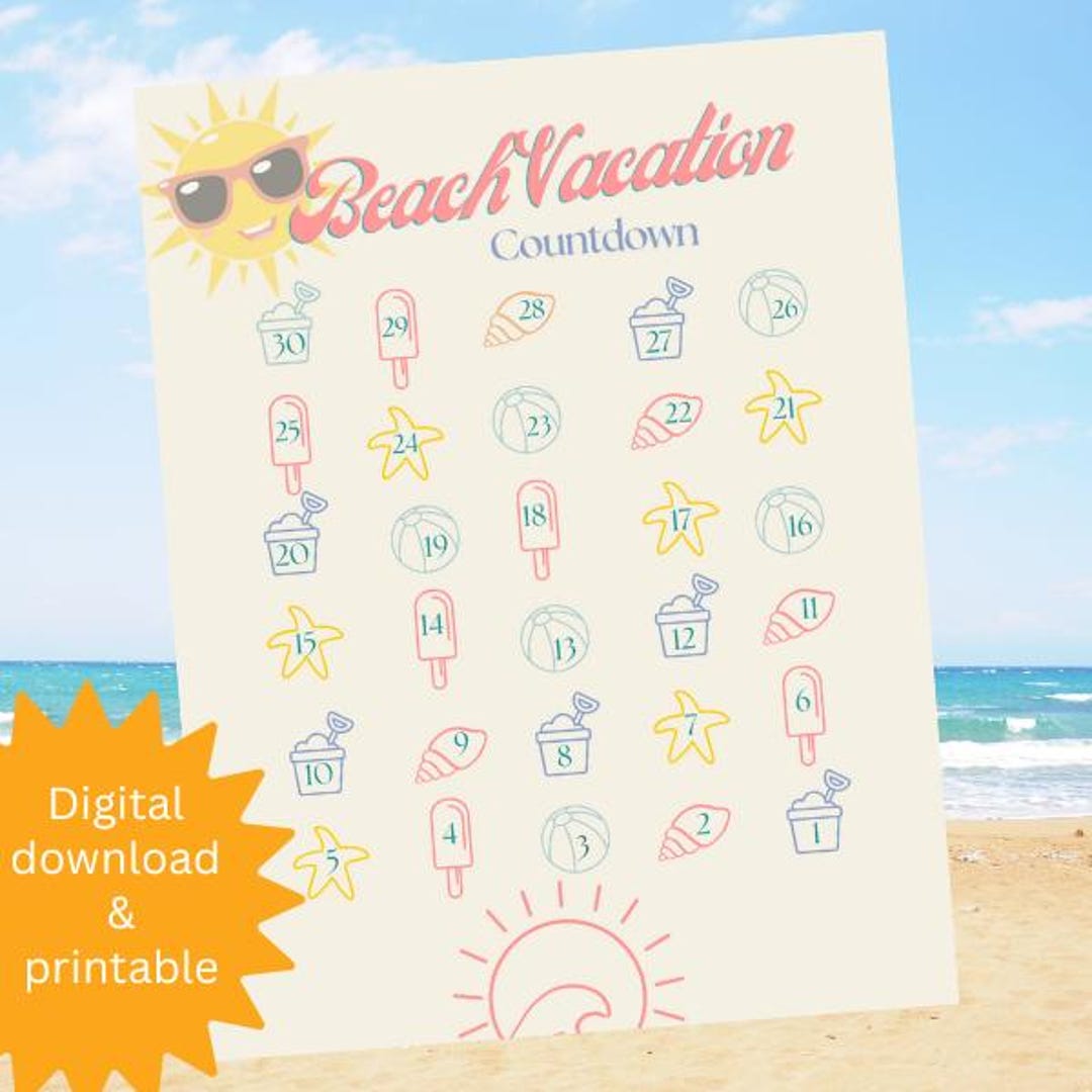 Beach Vacation Printable Countdown - Etsy