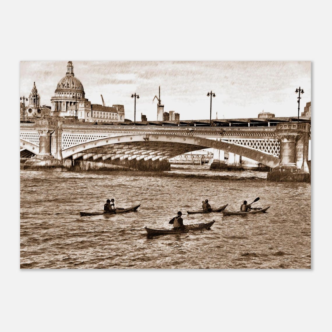 London River Sketch Print: St Paul's & Blackfriars Bridge (digital ...
