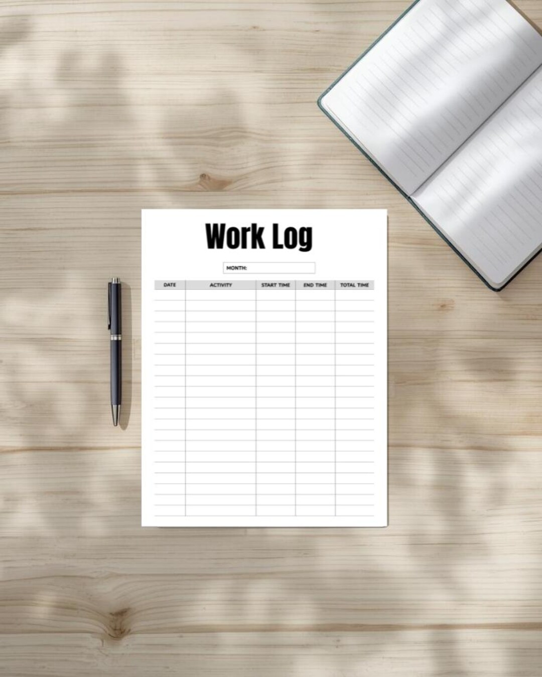 Editable Work Log Template | Printable Daily Time Tracker (canva PDF ...