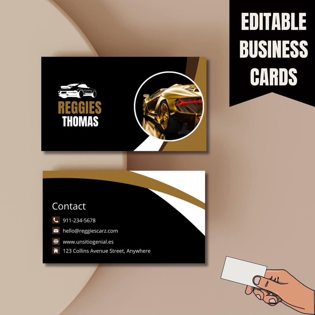 Professional Black and Gold Car Sales Business Card | Elegant Auto ...