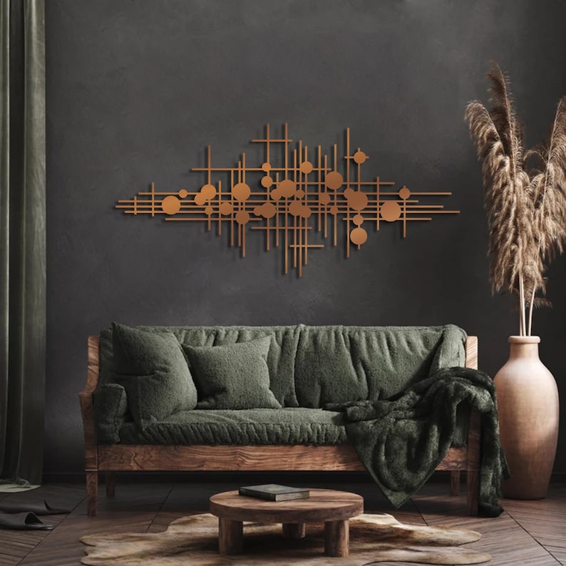 Mid-century Modern Metal Wall Art — Abstract Geometric Design, Large ...