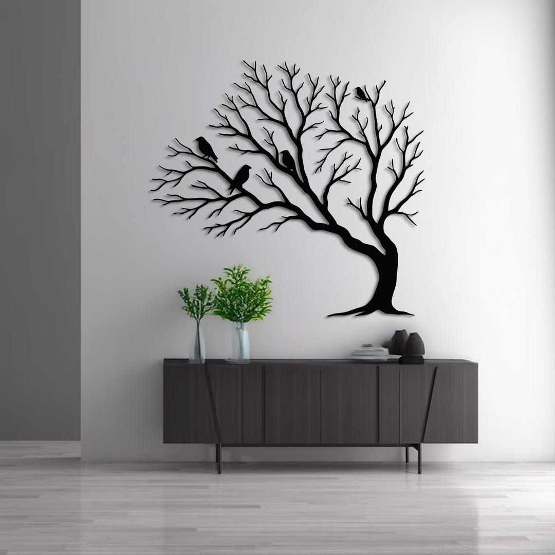 Birds on Tree Branch Metal Wall Art, Nature Wall Decor Sculpture ...