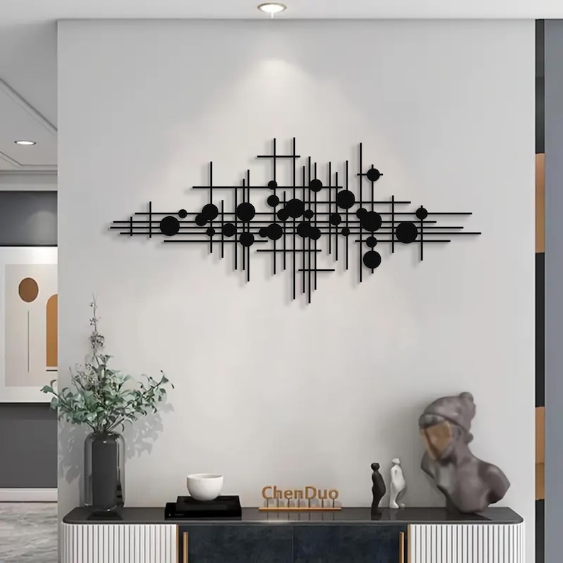 Mid-century Modern Metal Wall Art — Abstract Geometric Design, Large ...