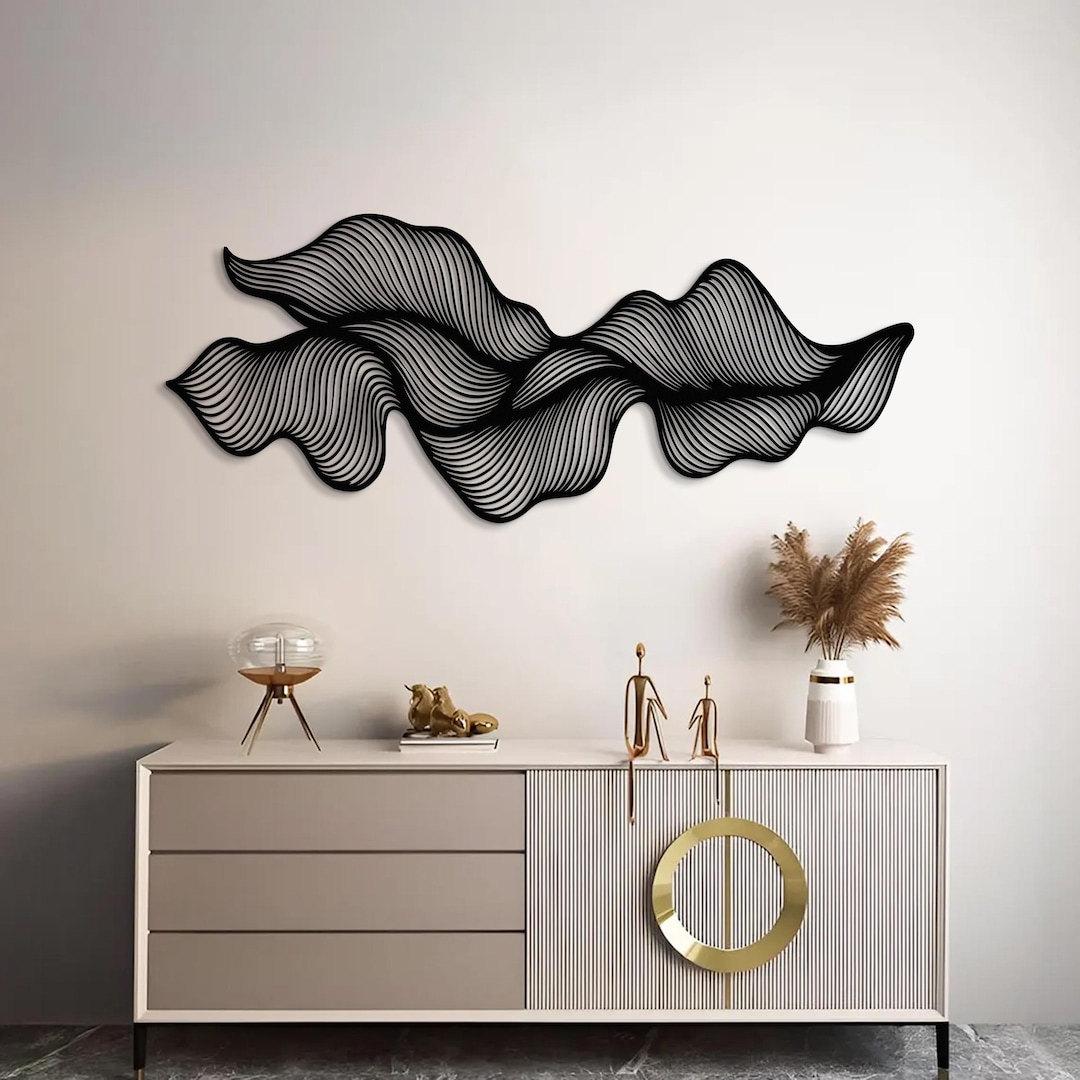 Flowing Lines Metal Wall Art, Luxury Modern Abstract Line Sculpture ...