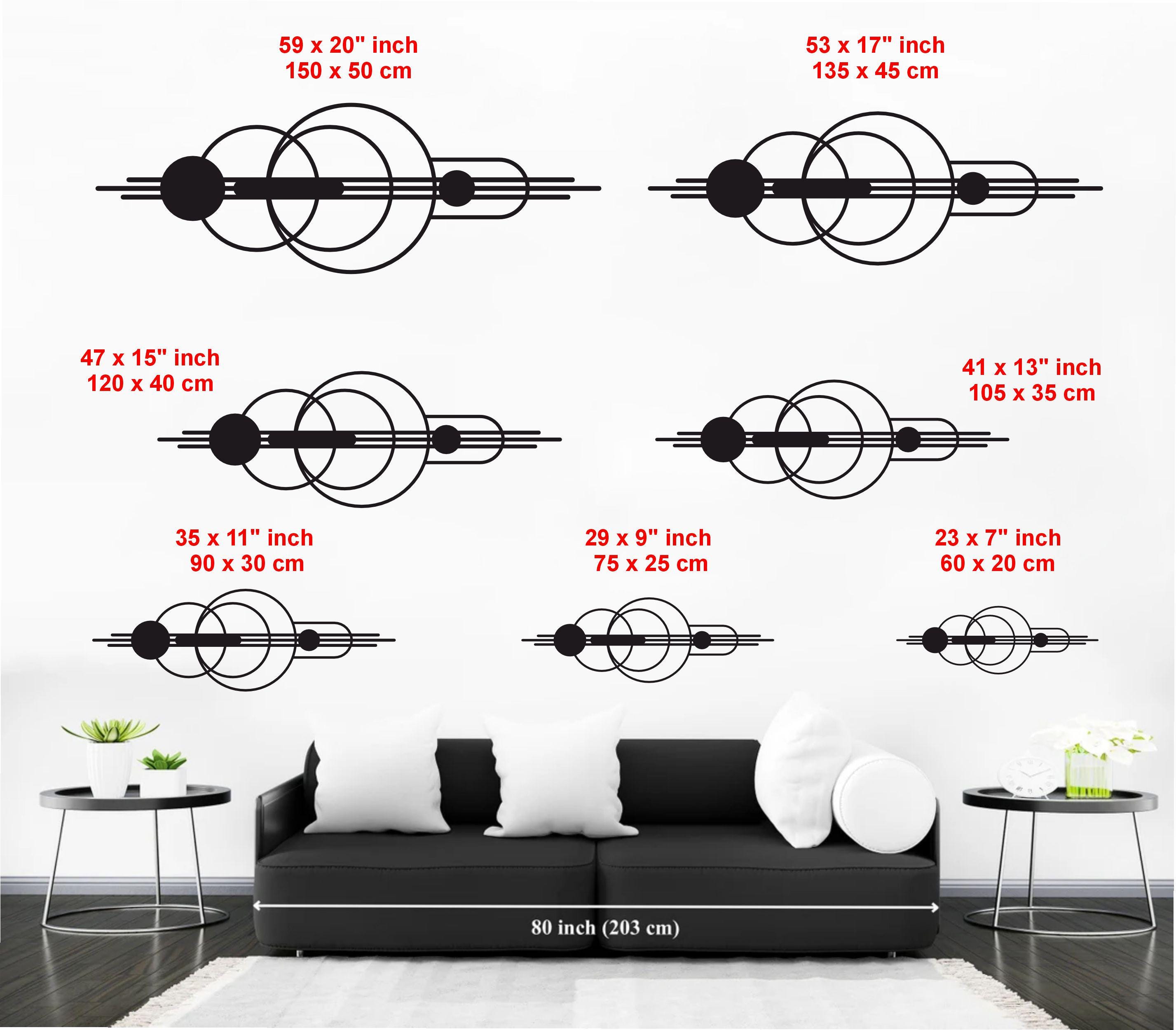 Large Horizontal Metal Wall Art, Mid Century Modern Circles, Luxury ...