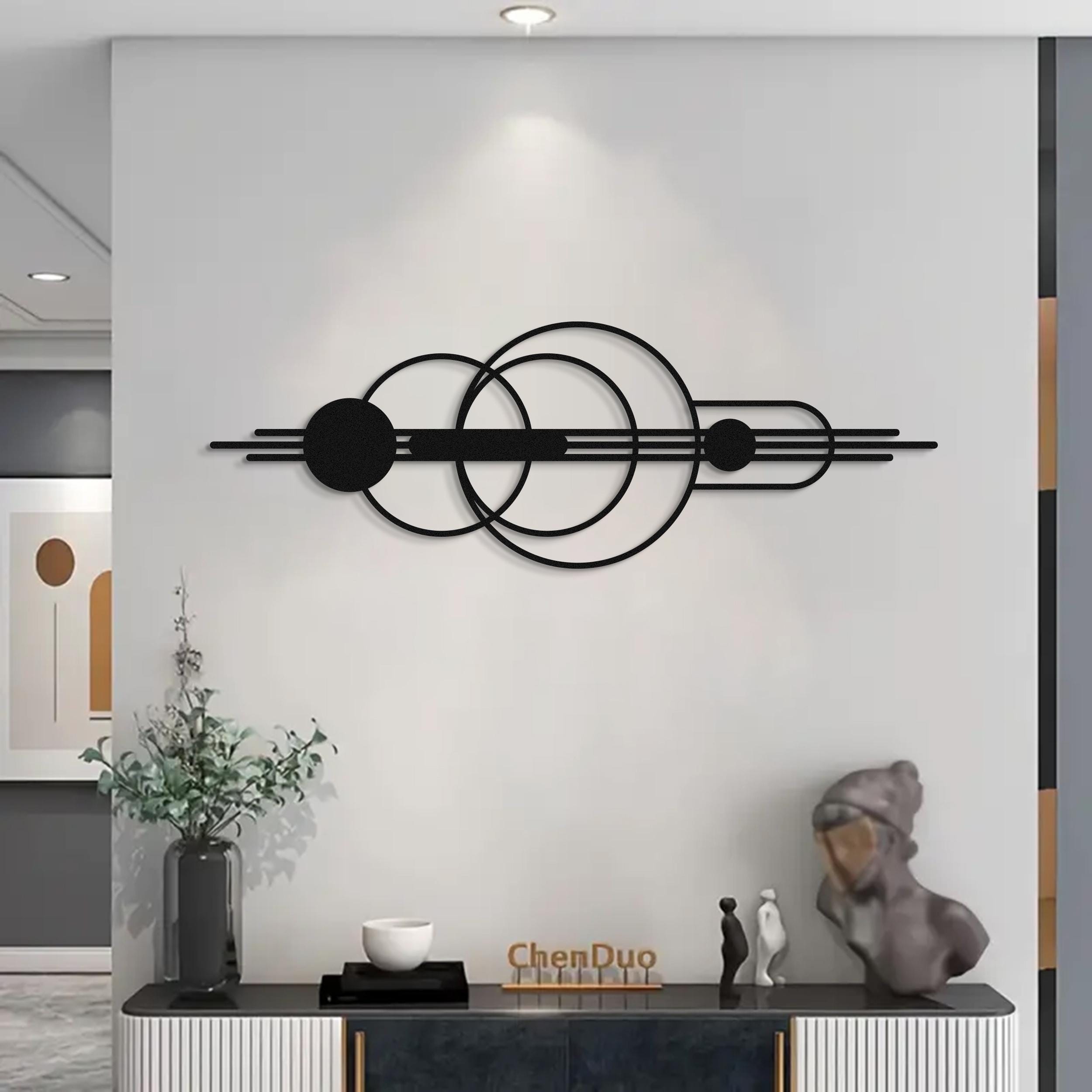 Large Horizontal Metal Wall Art, Mid Century Modern Circles, Luxury ...