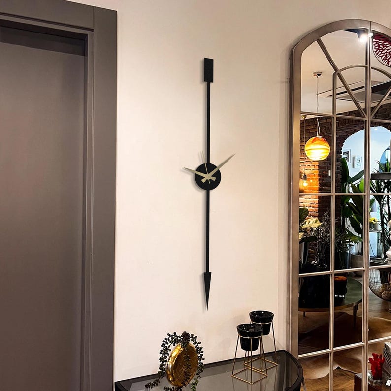 Modern Minimalist Long Wall Clock, Vertical Metal Wall Clock ...