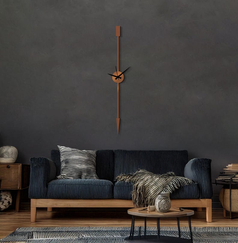 Modern Minimalist Long Wall Clock, Vertical Metal Wall Clock ...