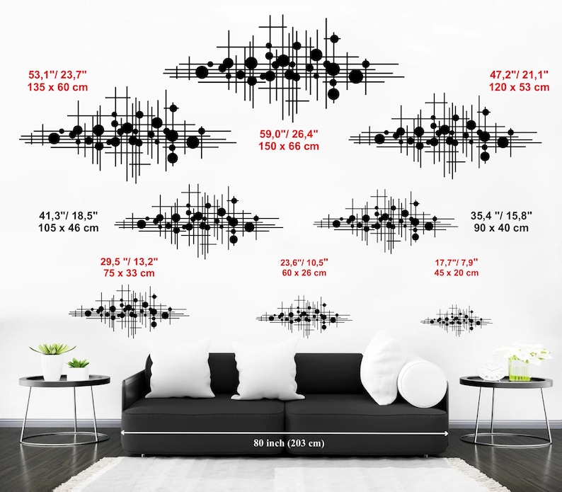 Mid-century Modern Metal Wall Art — Abstract Geometric Design, Large ...