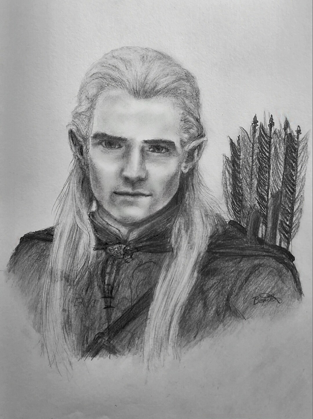 Lord of the Rings Original Hand Drawn Portrait - Legolas - Graphite ...