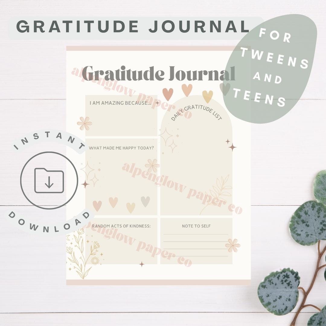 Printable Gratitude Workbook Page for Teen Gratitude Journal Template ...