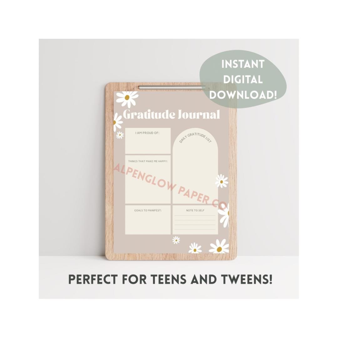Gratitude Journal Printable for Teen Mental Health Journal Template for ...