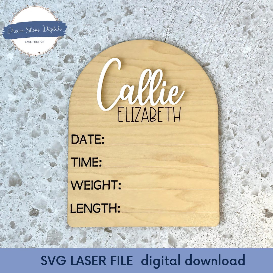 Birth Stat Arch Sign SVG File, Newborn Height Weight Birth Info Board ...