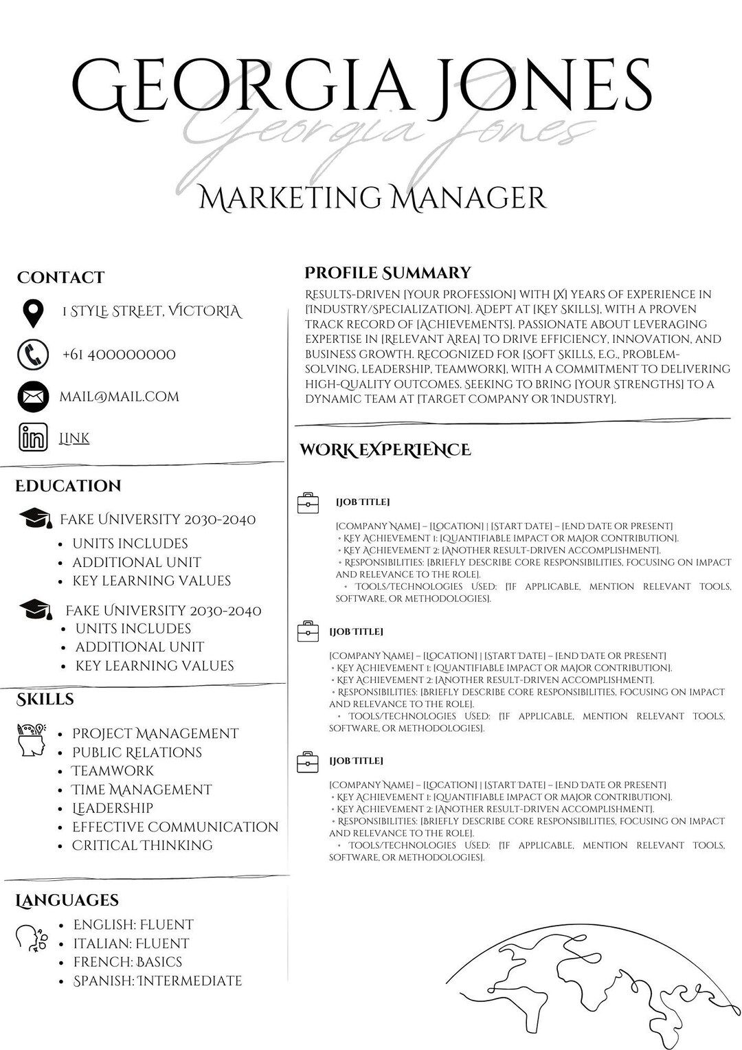 Aesthetic Resume Template - Etsy