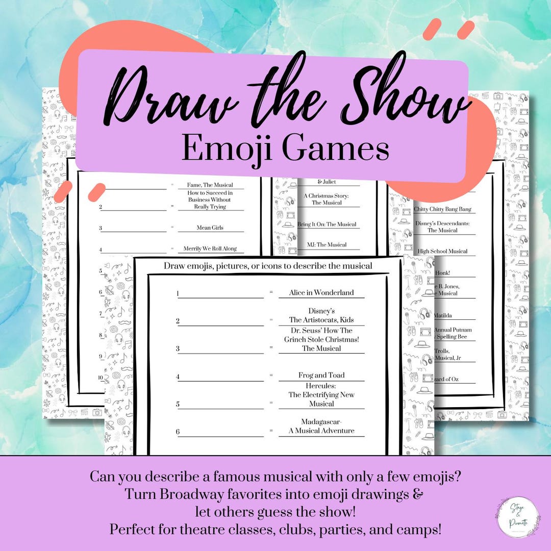 Musical Theater Emoji Drawing Game – Broadway Party Activity (PDF) - Etsy