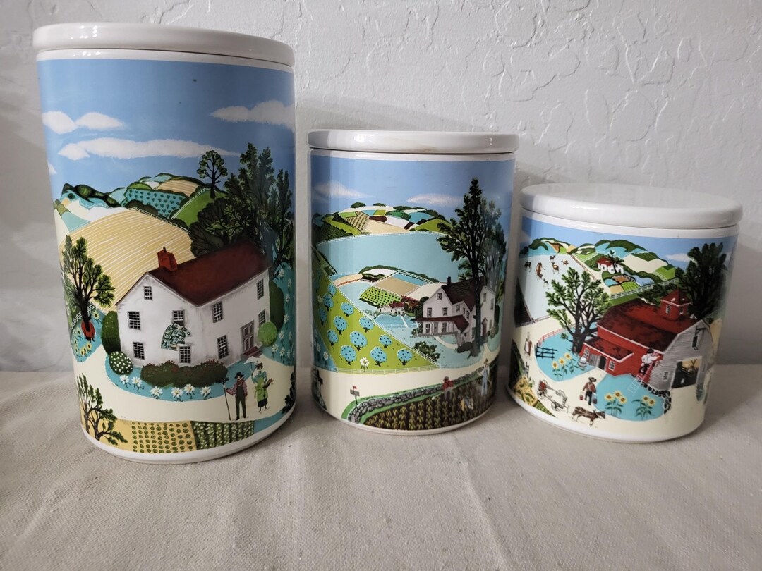Vintage Avon Farm Scene Ceramic Canister Set – Exclusive Fennangel ...