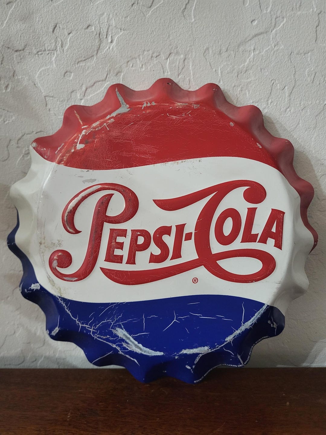 Vintage Pepsi-cola Bottle Cap Metal Sign - Etsy UK