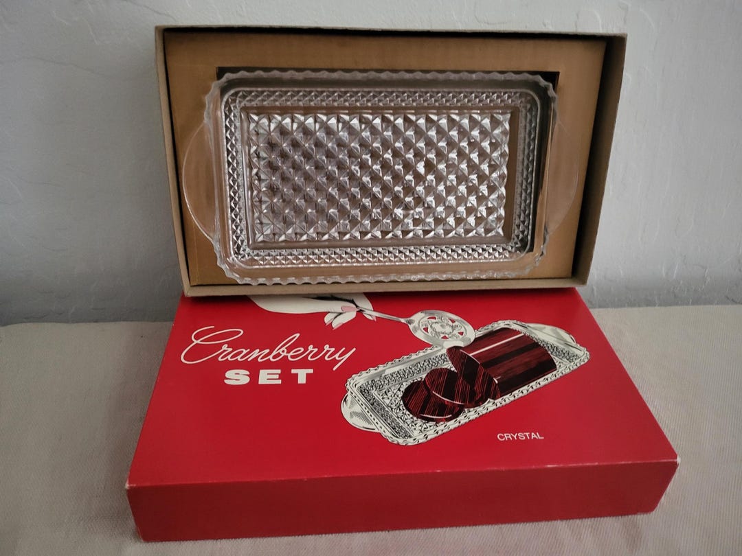 Vintage Crystal Cranberry Dish in Original Box – Mid-century Jellied ...