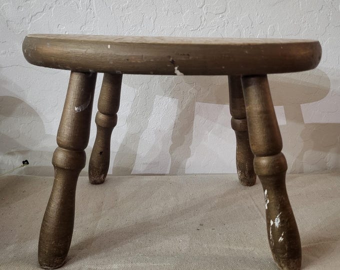 Vintage Wooden Stool With Turned Legs - Etsy