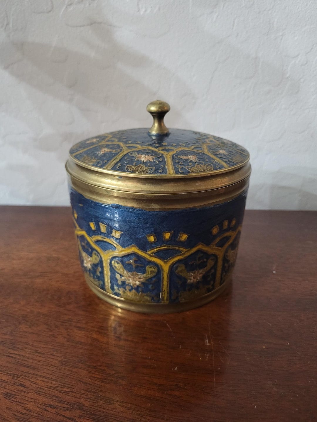 Vintage Blue & Gold Decorative Brass Jar With Lid – Made in India - Etsy