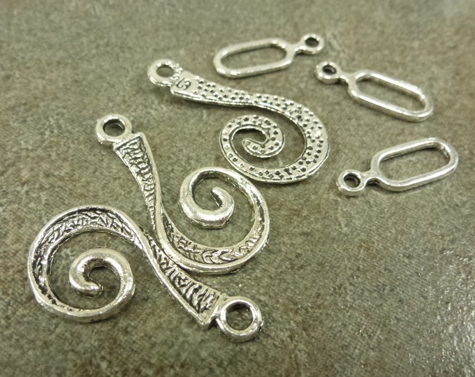 10pc Swirly Question Mark Hook and Eye Clasp Set 26x12mm Hook 16x6mm ...