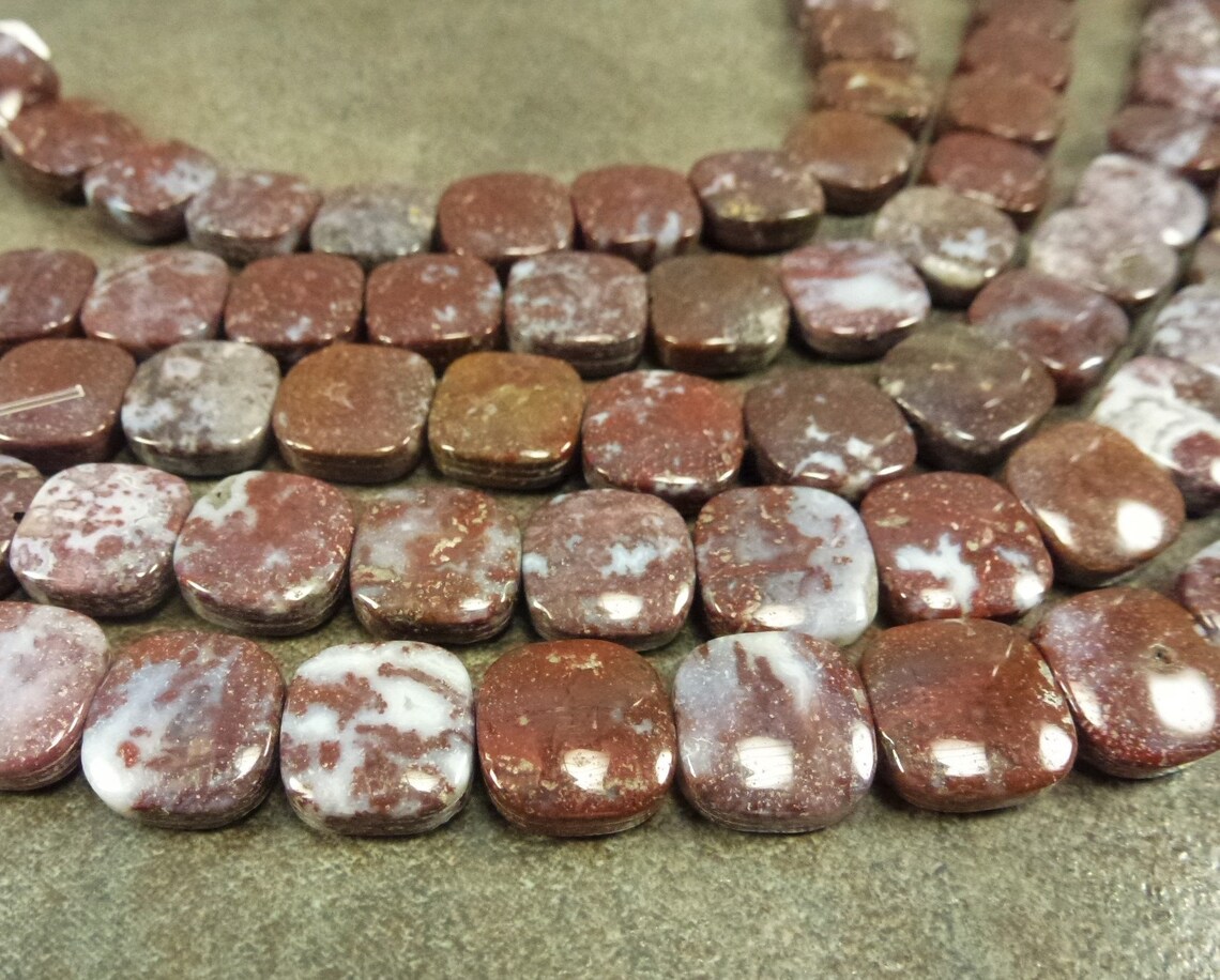 Red Lightning Agate Gemstone Beads 12mm Rounded Square 8" Strand Red ...