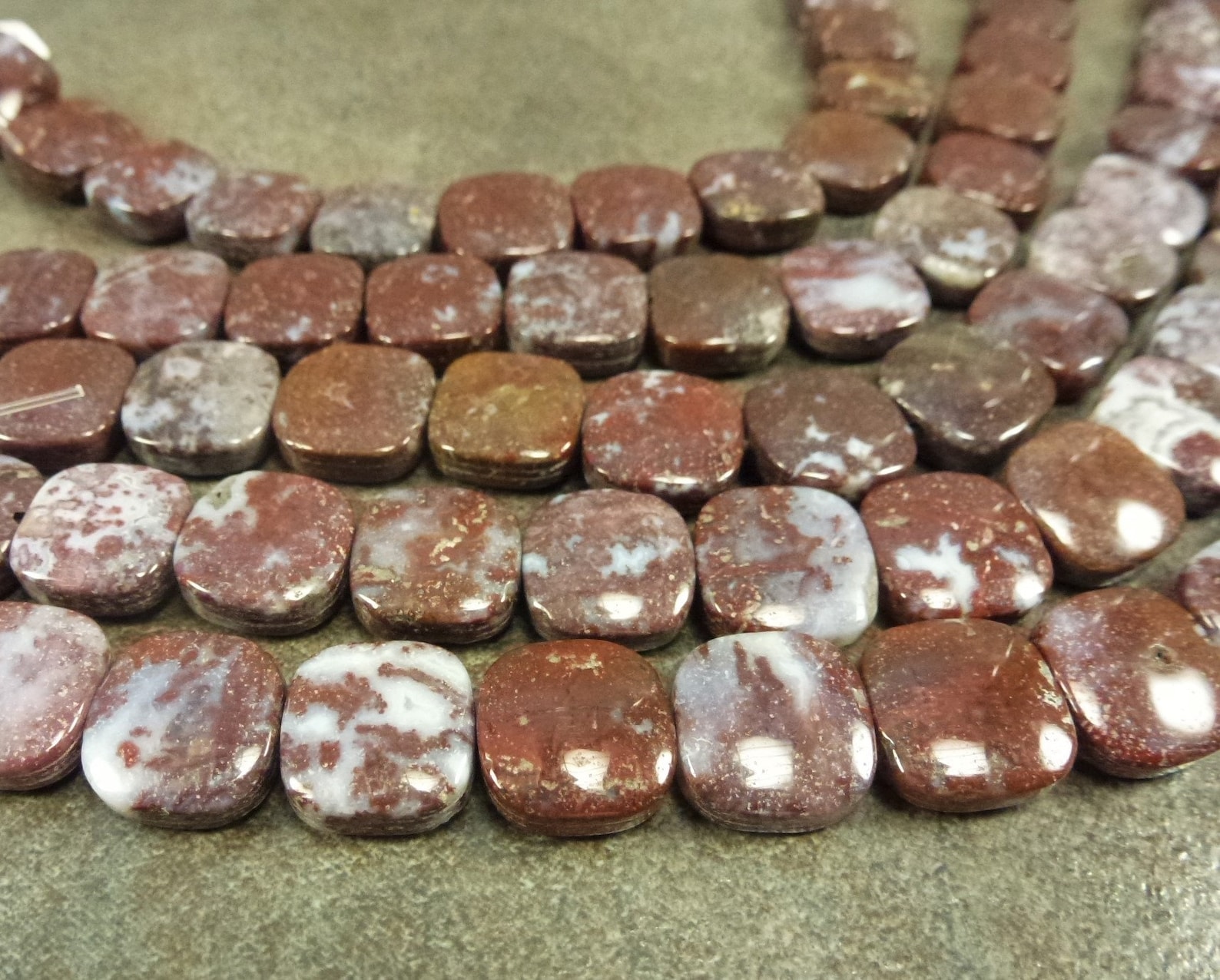Red Lightning Agate Gemstone Beads 12mm Rounded Square 8" Strand Red ...