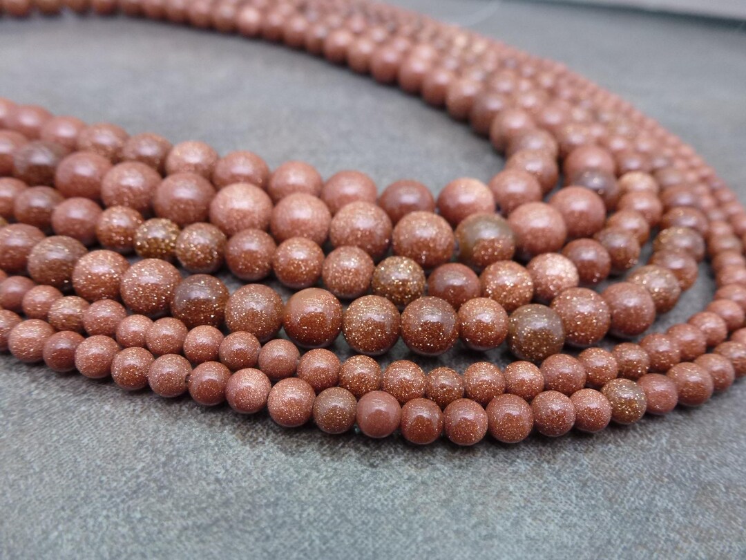 Brown Goldstone, Man-made Gemstone Beads, Smooth Round, 15" Strand ...