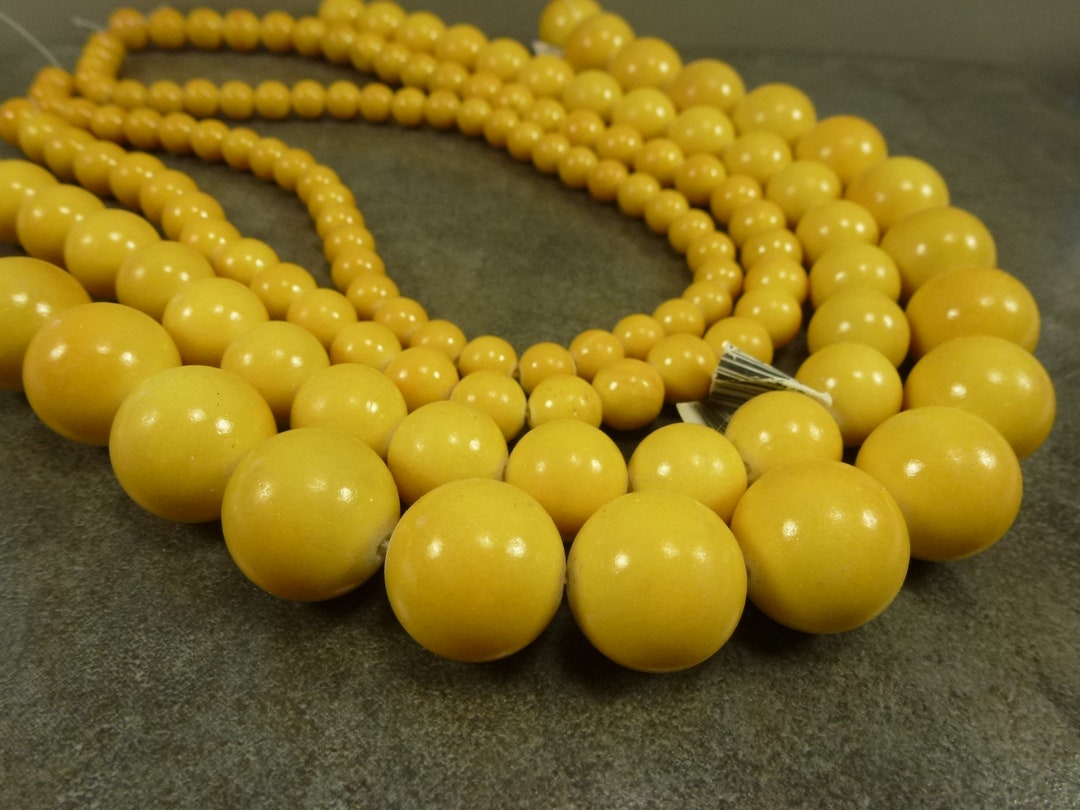 Light Orange Stone Beads - Smooth Round - Vintage Dyed White Quartz ...