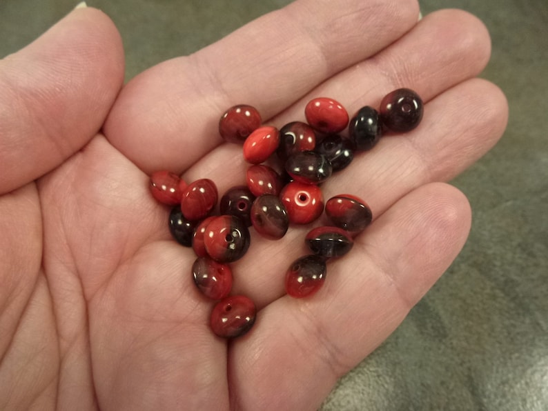 Red/dark Blend Czech Pressed Glass Puffed Rondelle Beads 5x8mm 25pc ...