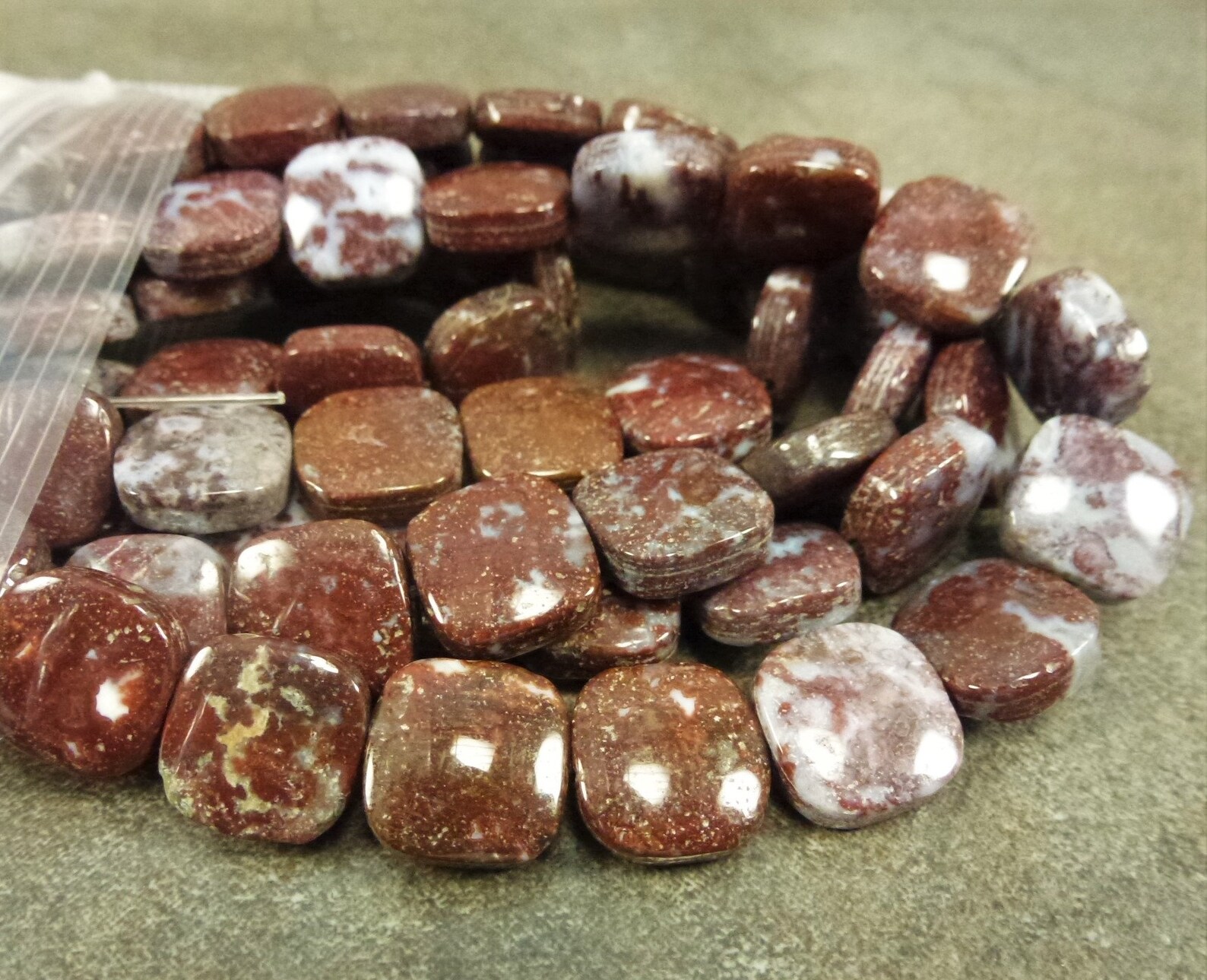 Red Lightning Agate Gemstone Beads 12mm Rounded Square 8" Strand Red ...