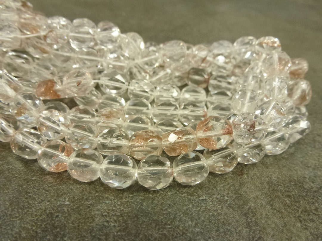 Crystal With Copper Streak Faceted Coin Beads 8mm Czech Glass 25pc ...