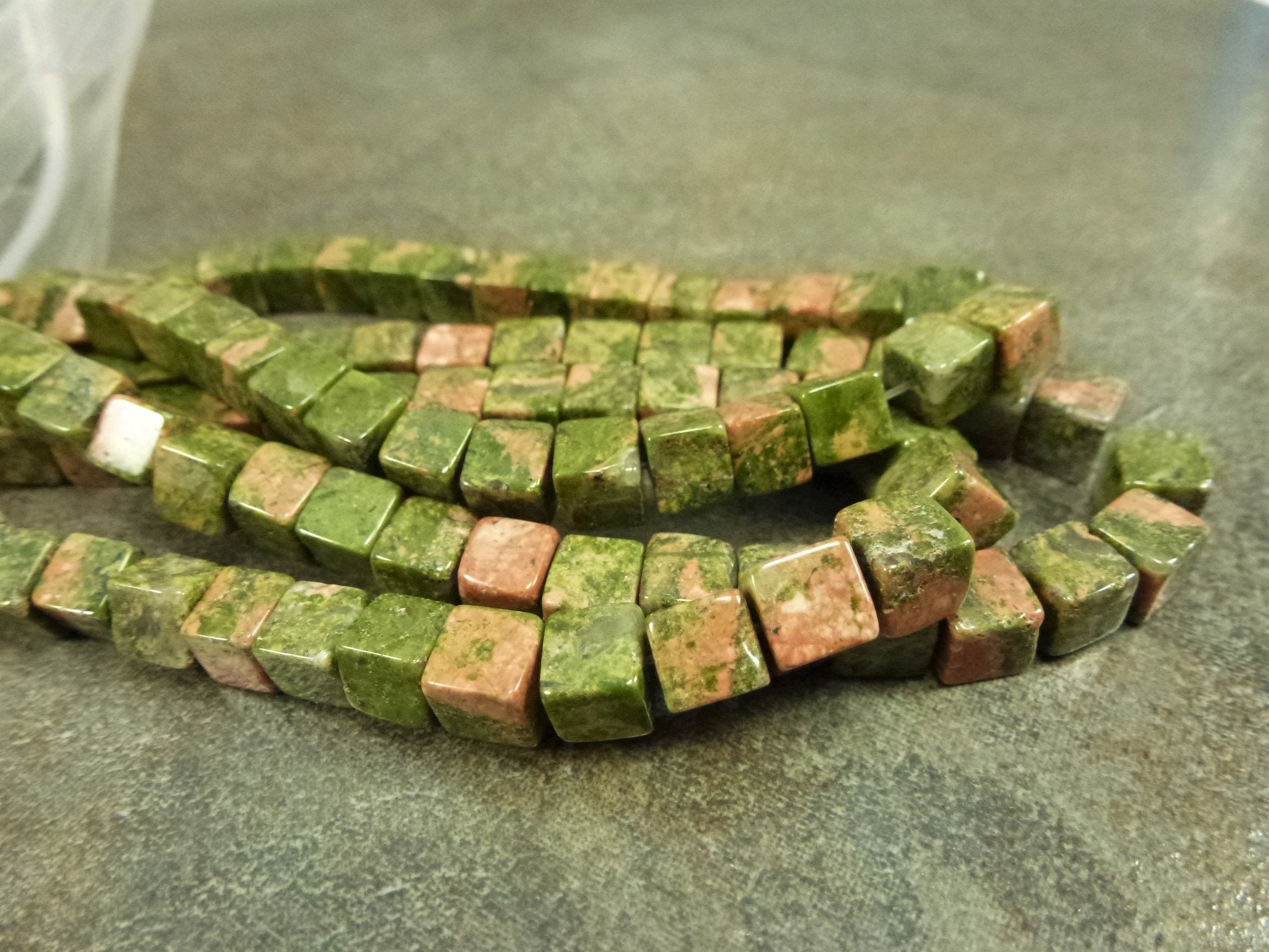 Unakite Natural Gemstone Beads 6mm Cube Full 16 Strand | Etsy