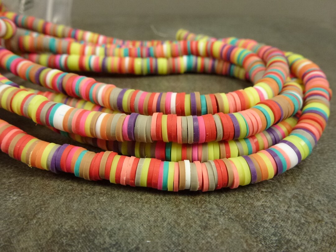 Polymer Clay Beads, Assorted Bright Colors, 6mm Disc, Mass Produced, 16 ...
