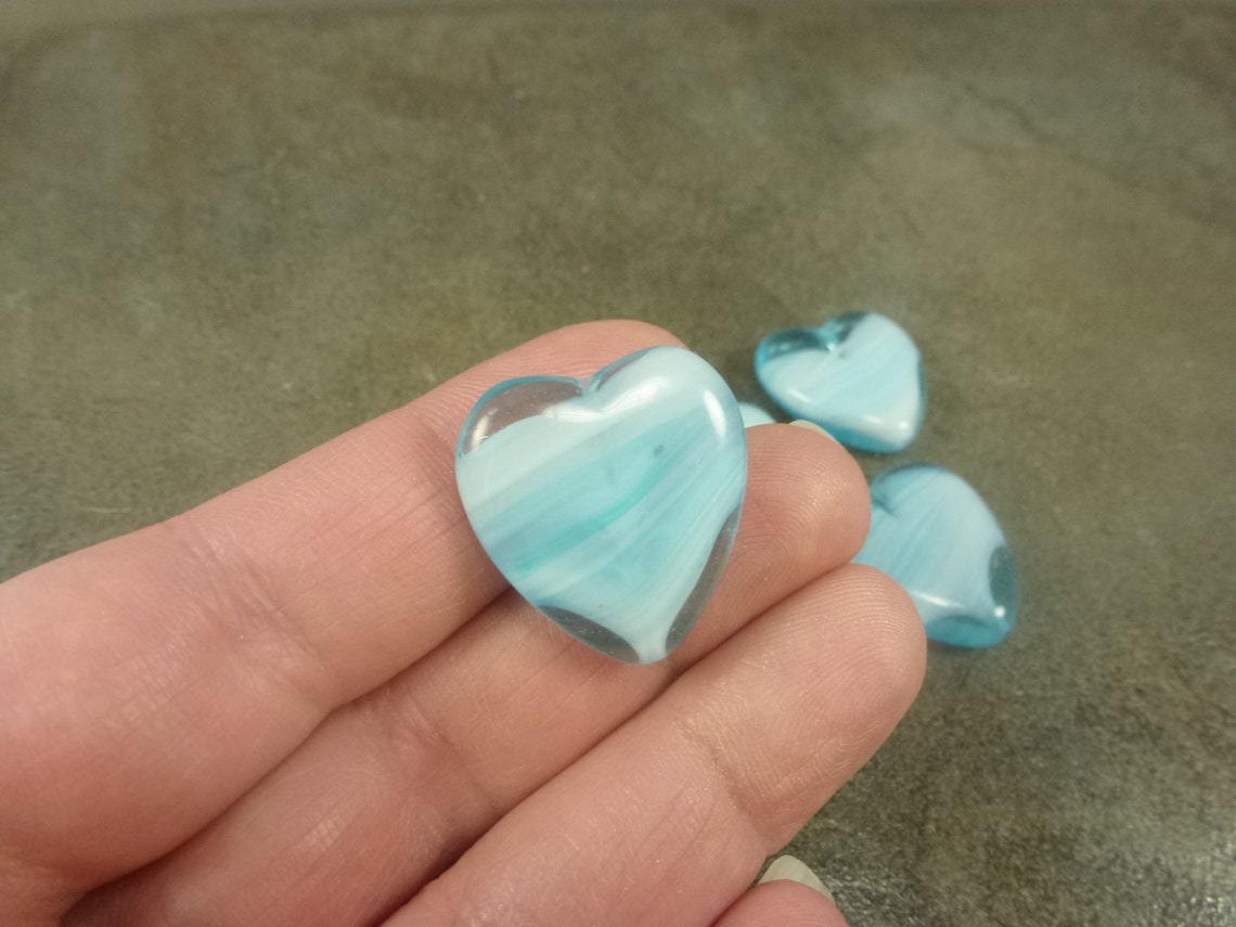 Porphyr Blue Heart Beads 24x22mm Large Czech Pressed Glass 5pc - Etsy