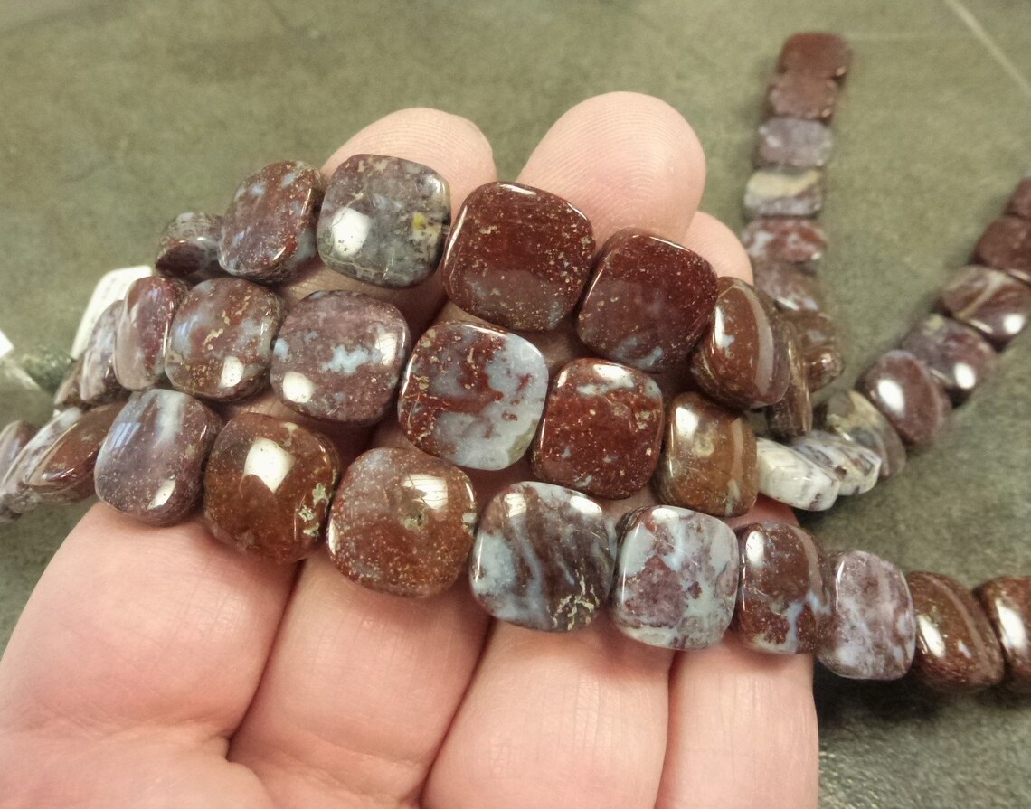 Red Lightning Agate Gemstone Beads 12mm Rounded Square 8" Strand Red ...