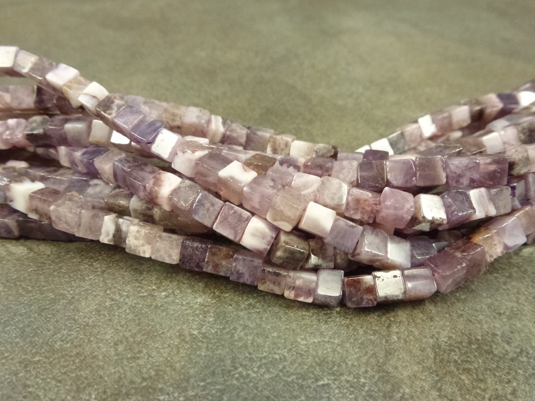 Dog Tooth Amethyst Natural Gemstone Beads 4mm Cube Full 16" Strand ...