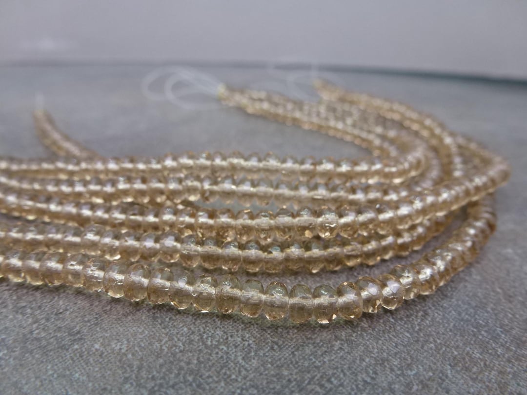 7" Strand Light Smoke Topaz Gem Cut Rondelle Beads, TINY 2.75x4mm Czech ...