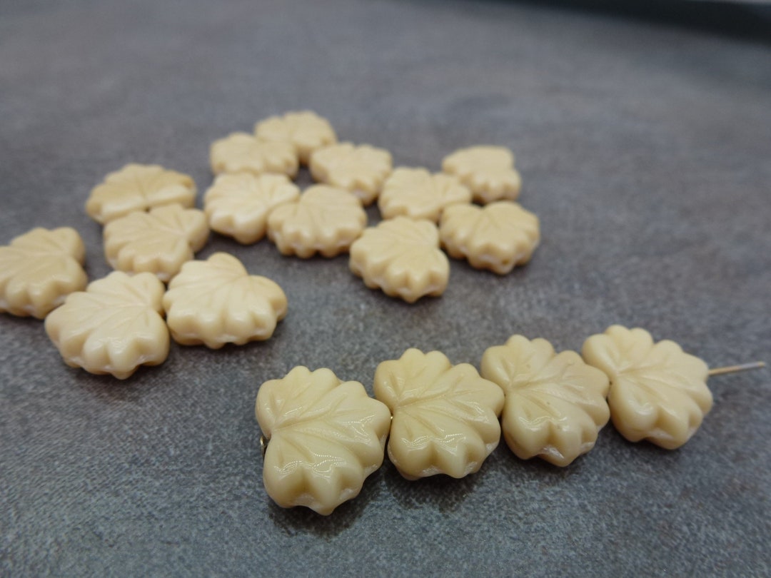 20pc Dark Beige Maple Leaf Beads 11x13mm Czech Pressed Glass - Etsy