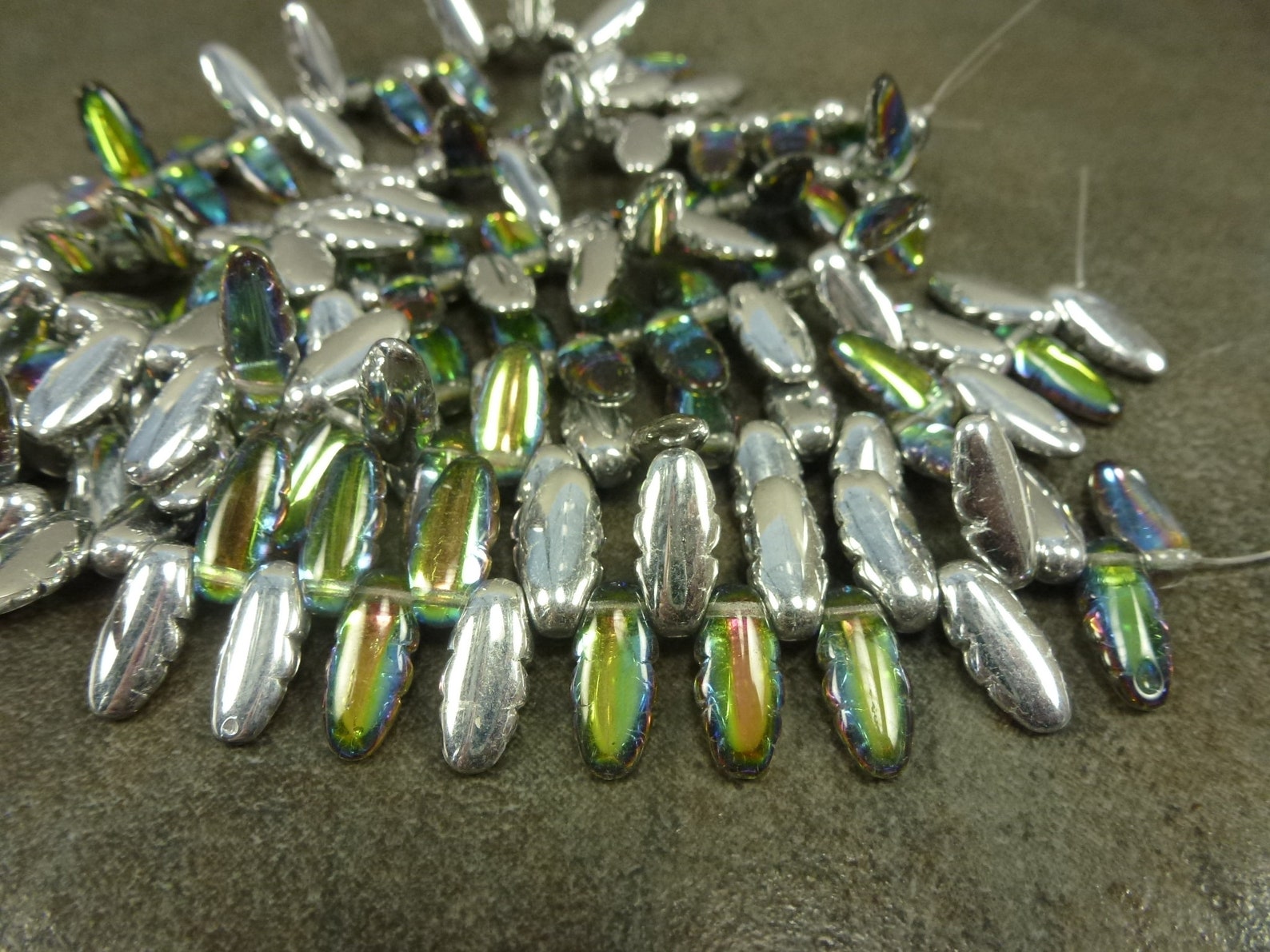 Backlit Utopia Jagged Dagger, Czech Pressed Glass Beads, 6x13mm, 25pc ...