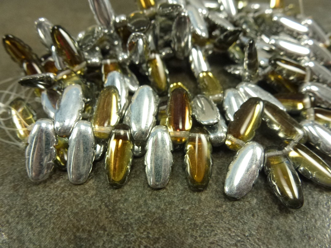 Backlit Menthol Jagged Dagger, Czech Pressed Glass Beads, 6x13mm, 25pc ...
