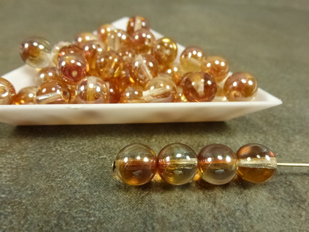 25pc Crystal Venus Luster Round Beads, 8mm Czech Pressed Glass, Smooth ...