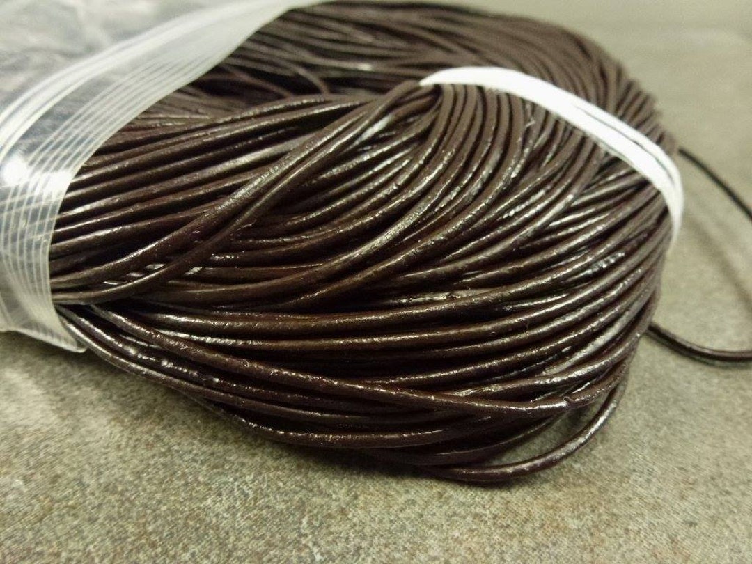20ft. Dark Brown Cowhide Leather Cord, 1.5mm Diameter, Round, Stringing ...